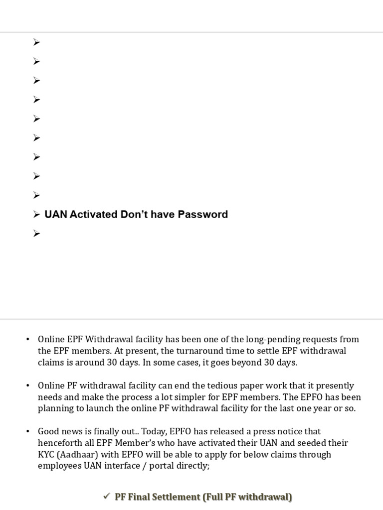 Online PF Withdrawal & Transfer Process | PDF | Computer Access Control | Applications Of ...