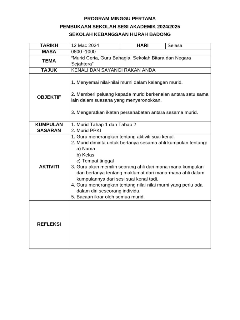 RPH Selasa-Kenali Dan Sayangi Rakan Anda | PDF