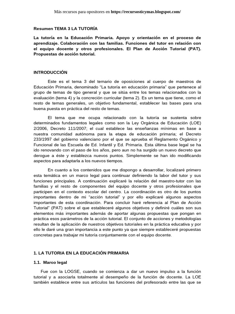 Resumen Tema 03 Tutoria | PDF