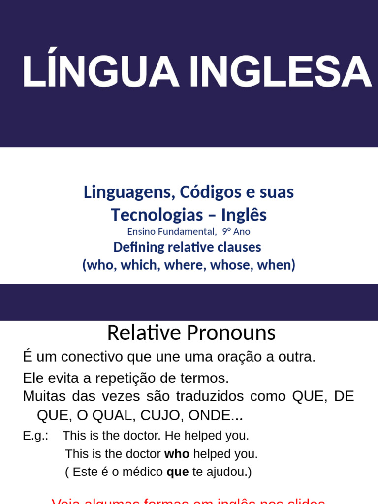 Defining Relative Clauses (Who, Which, Where, Whose, When) | PDF