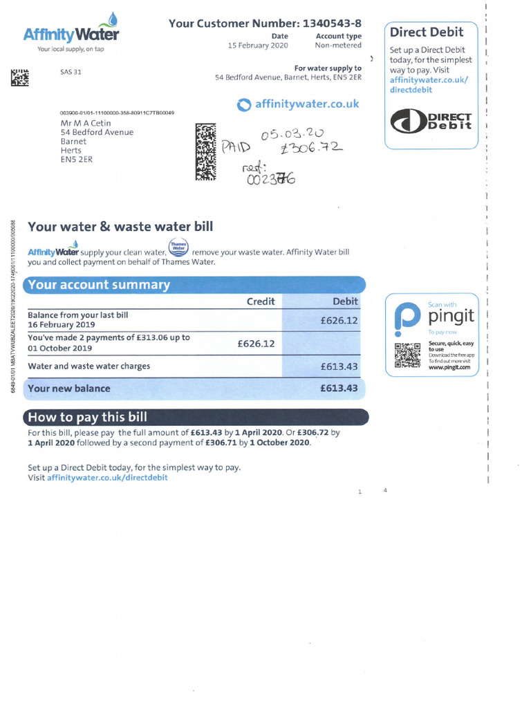 Aff Water Bill | PDF