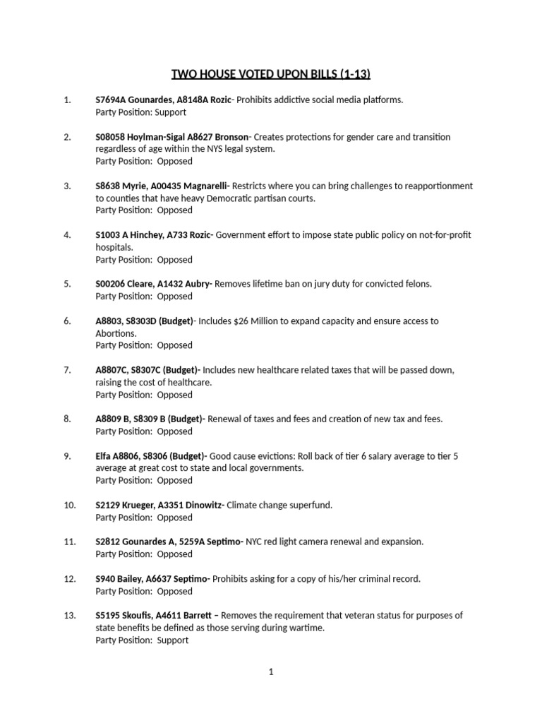 NY House Bills Vote Summary 2023 | PDF | Justice | Crime & Violence