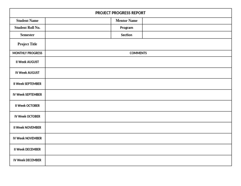 Project Progress Report Format | PDF