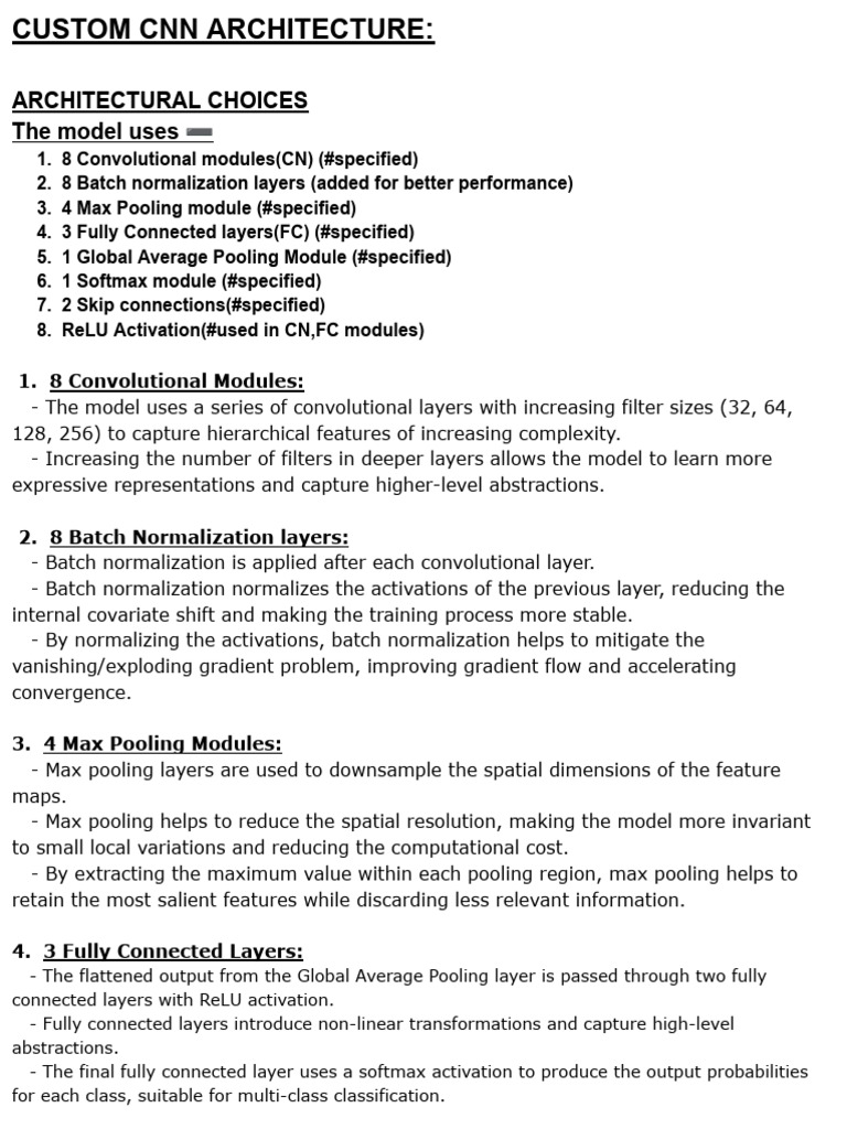 CUSTOM CNN ARCHITECTURE DOCUMENTATION (@NRP) | PDF