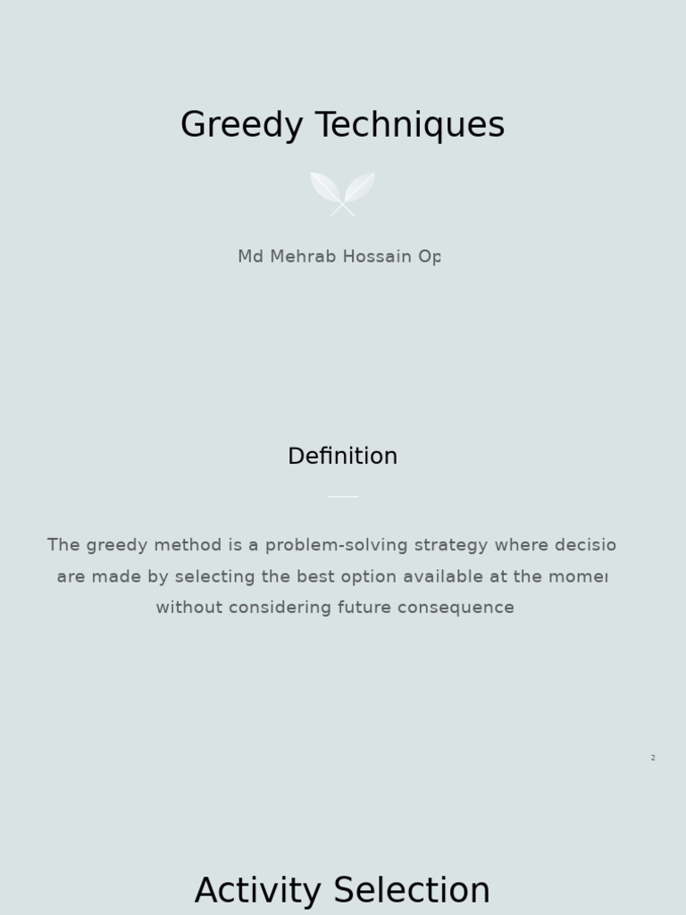 Lecture 2 - Greedy Technique | PDF