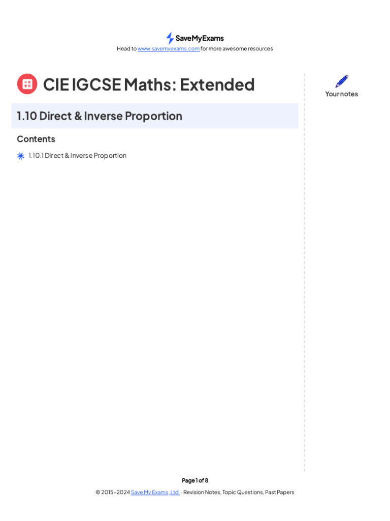 Direct & Inverse Proportion | PDF