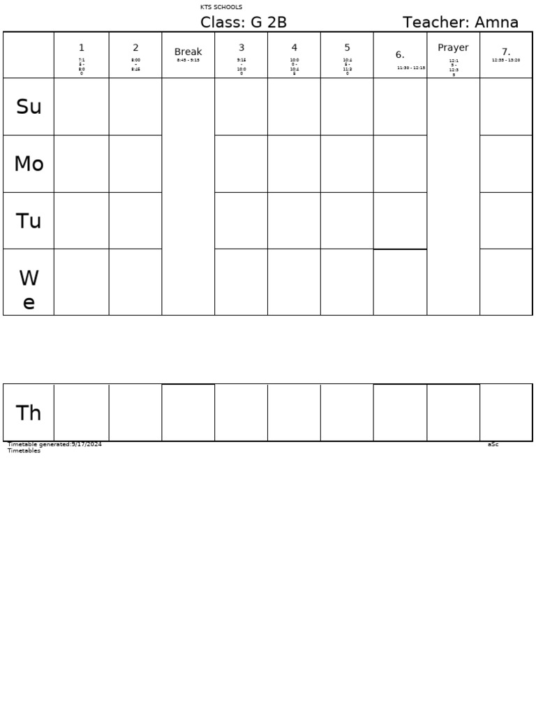 Empty Timetable Temp | PDF