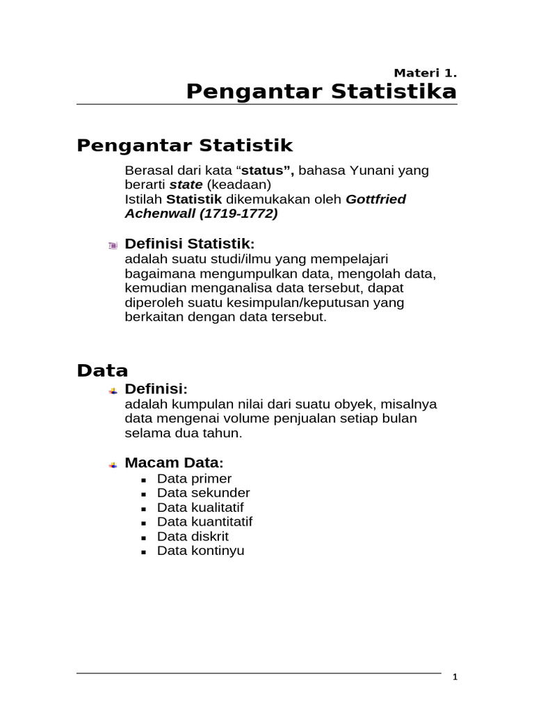 Materi1. Pengantar Statistika | PDF