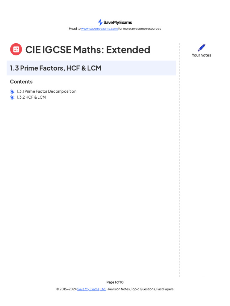 Prime Factor Decomposition | PDF