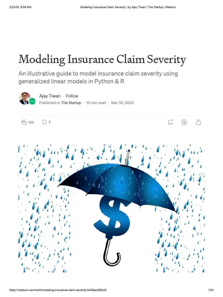 Modeling Insurance Claim Severity - by Ajay Tiwari | PDF