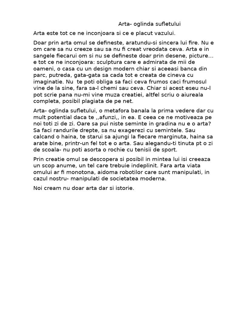 Arta-Oglinda Sufletului (Eseu) | PDF