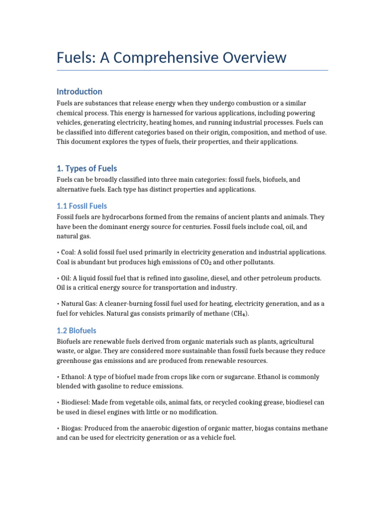 Fuels Overview | PDF | Fuels | Home & Garden
