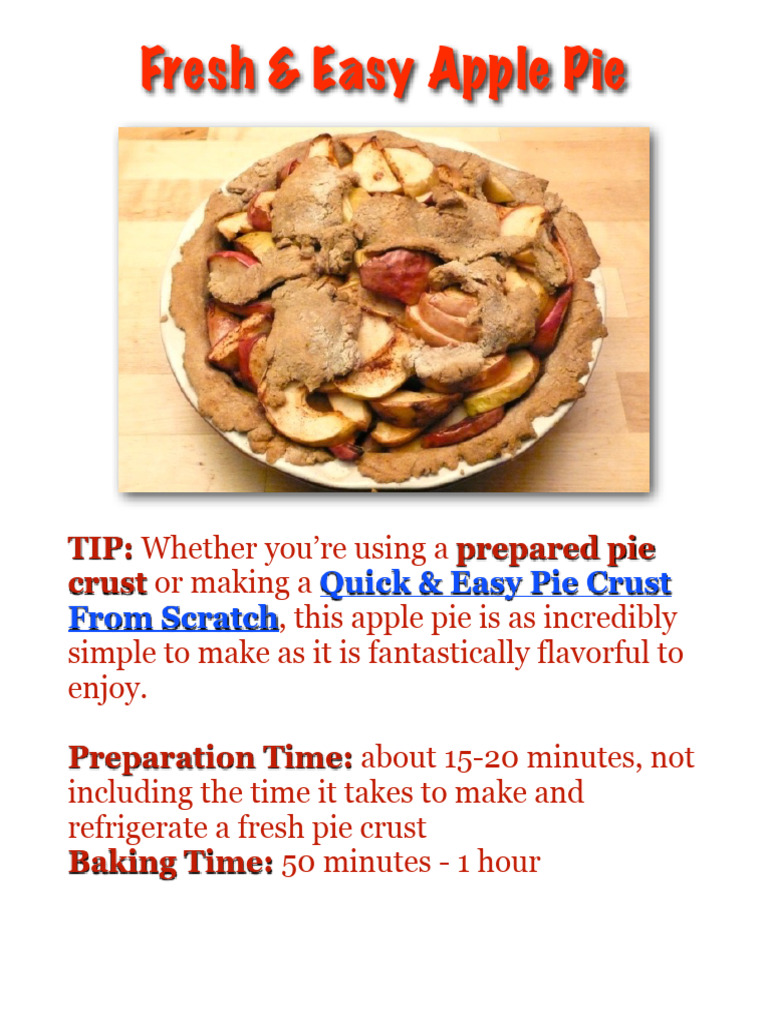 Fresh and Easy Apple Pie Step by Step Picture Book Recipe | PDF