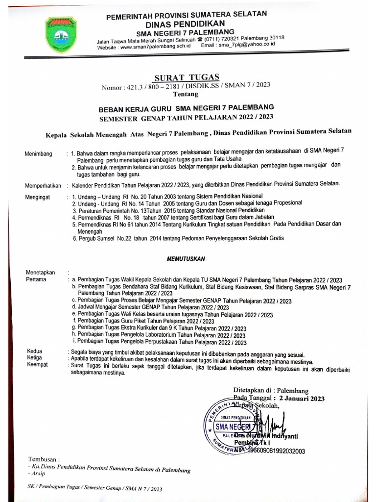 Surat Tugas Genap 2022/2023 N | PDF