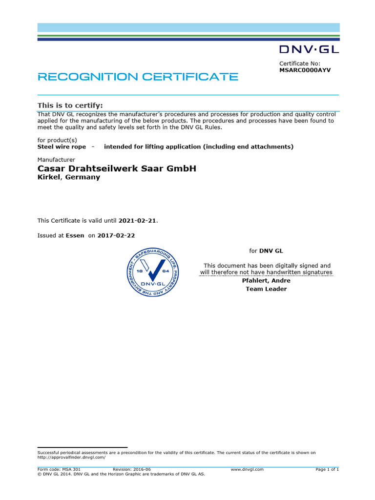 DNV-GL Certs | PDF