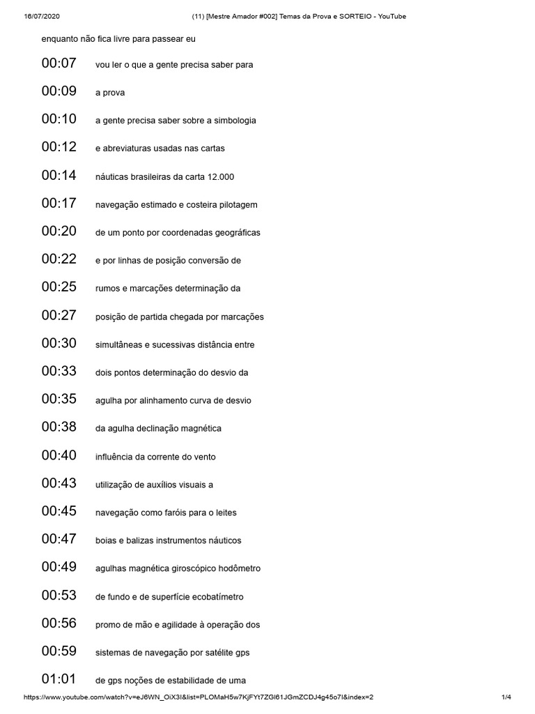 (Mestre Amador #002) Temas Da Prova e SORTEIO - YouTube | PDF