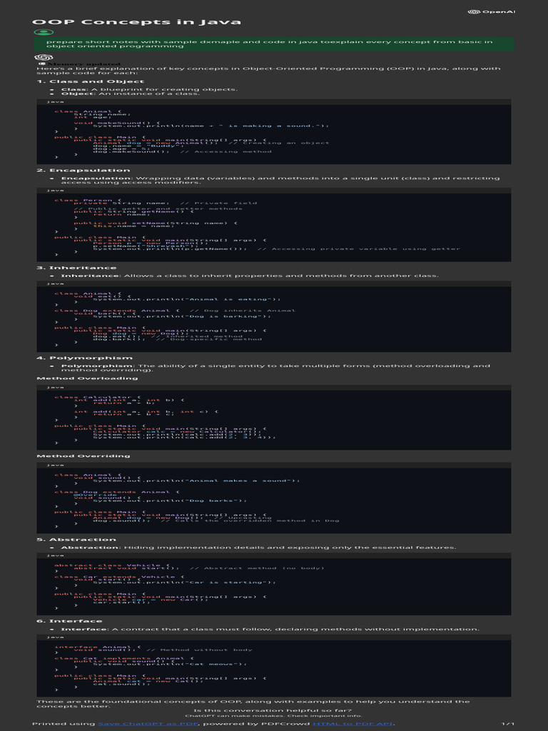 OOP Concepts in Java | PDF