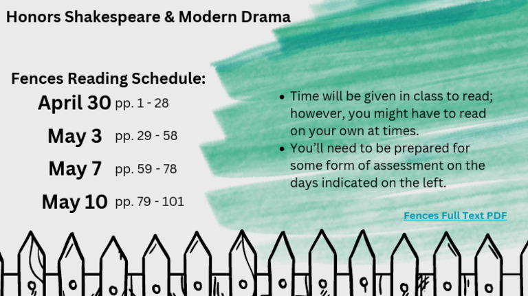 Fences Reading Schedule | PDF