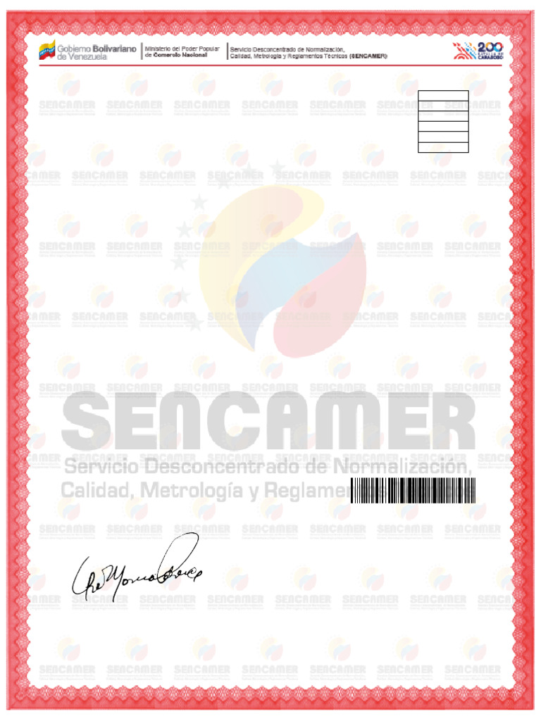 Certificado Sencamer | PDF