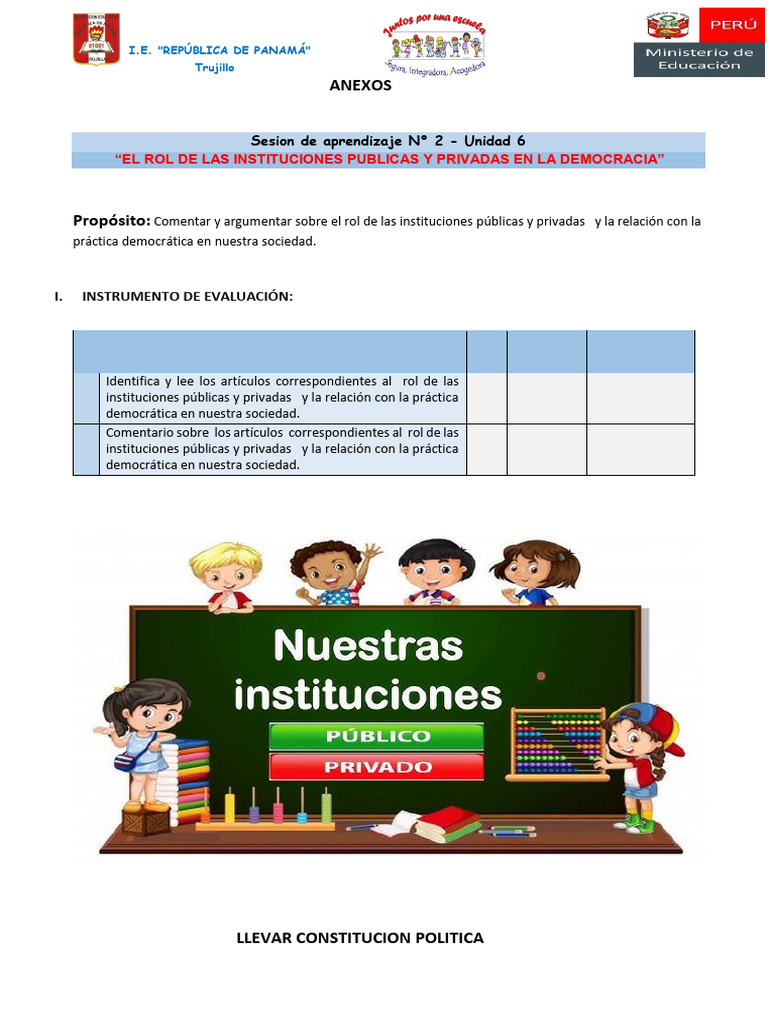 5° DPCC Anexo Sesion 2 Unidad 6. | PDF
