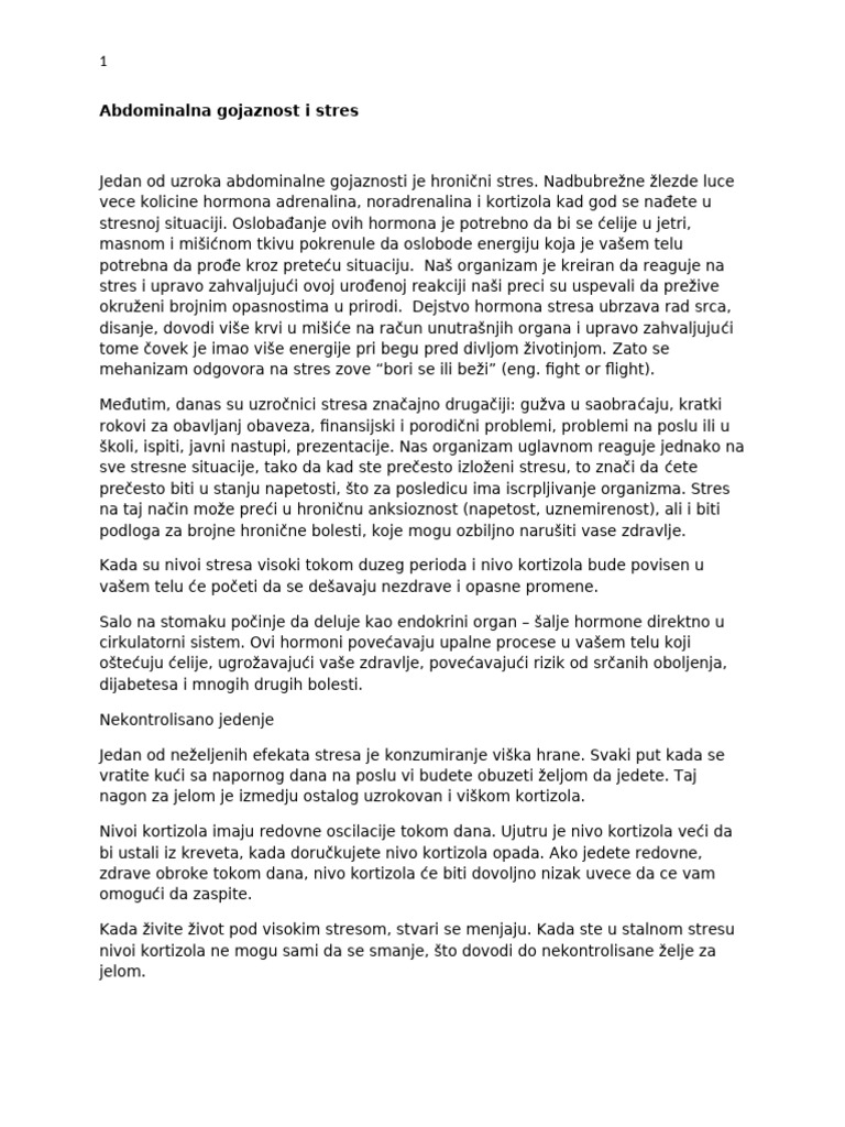 Abdominalna Gojaznost I Stres | PDF