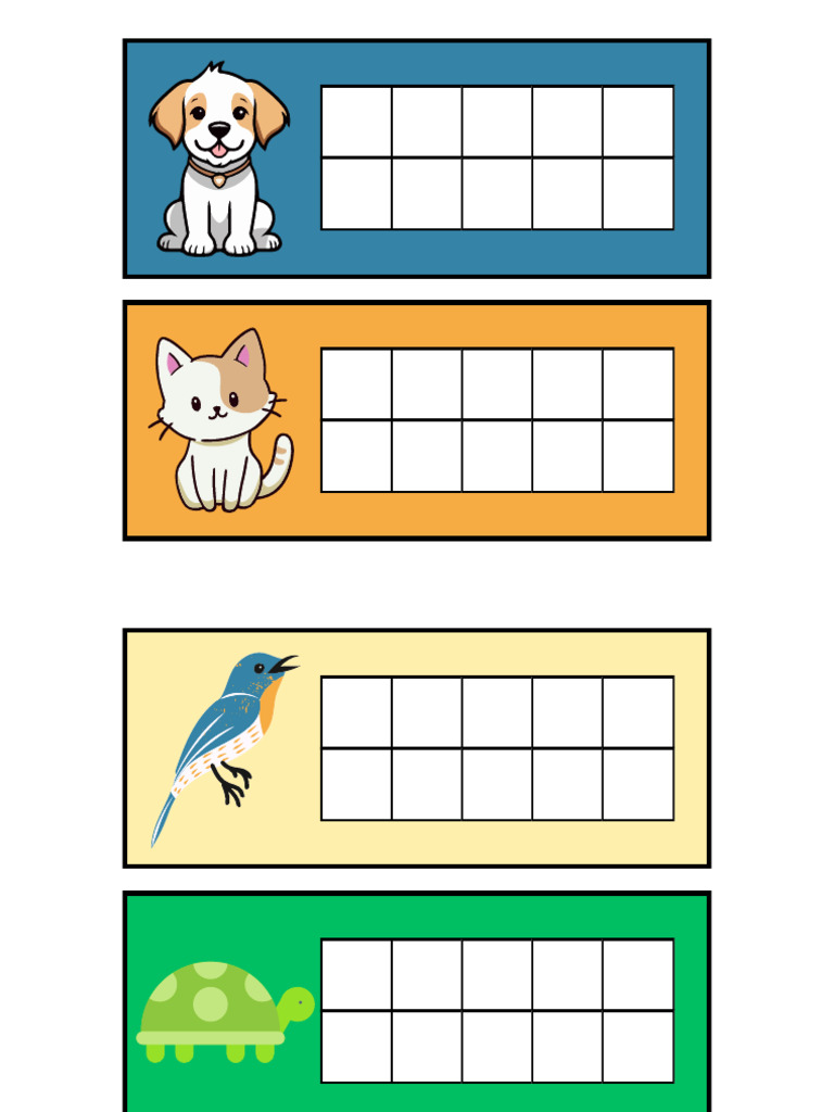 Large Tens Frames Flashcards in Colorful Simple Style | PDF