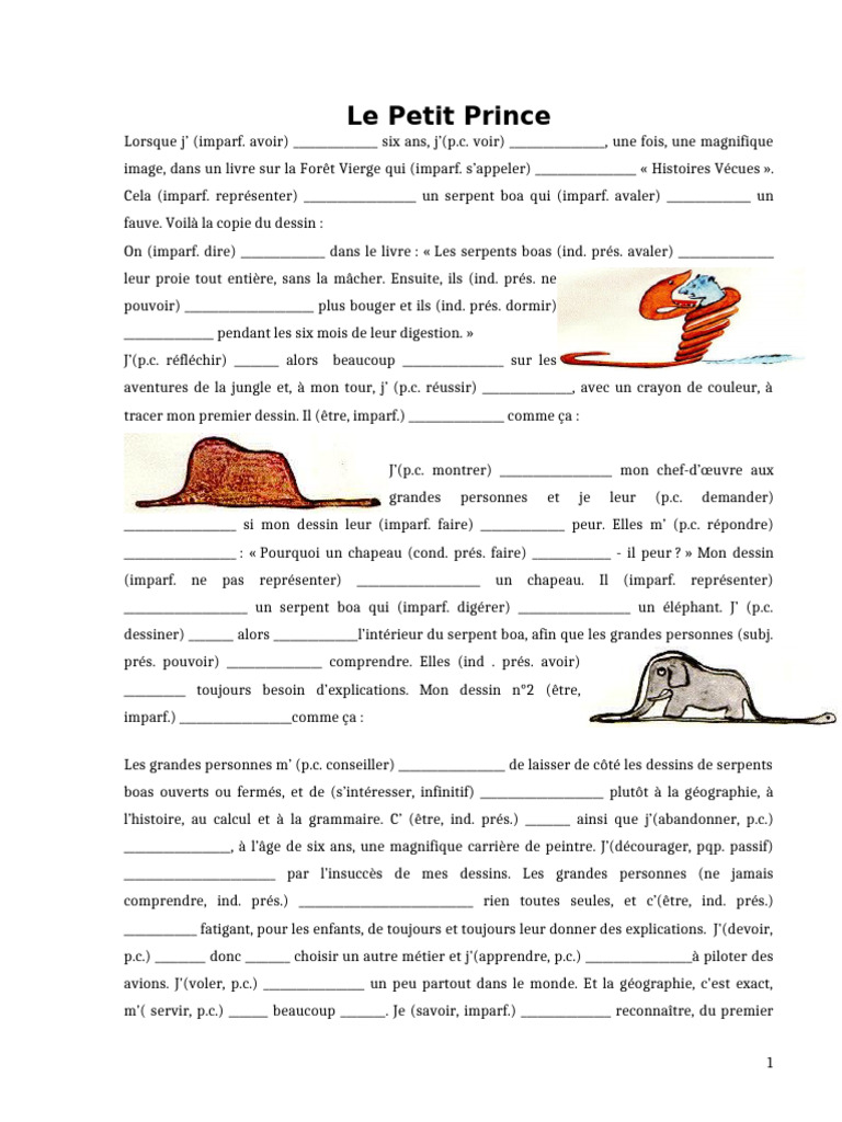 Le Petit Prince - Conjugaison Pp. 1-4 | PDF