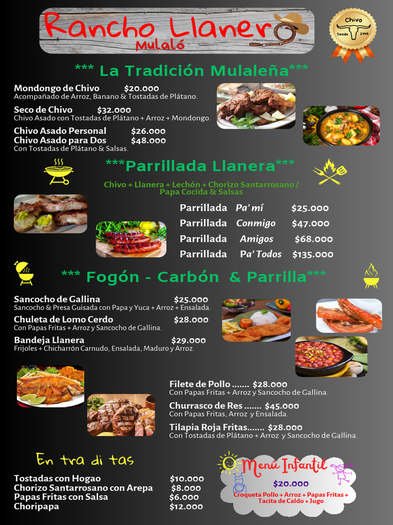 Menú Rancho Llanero 2024 | PDF