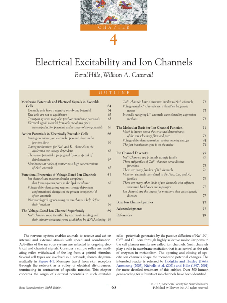 Chapter 4 Electrical Excitability and Ion Channels | PDF