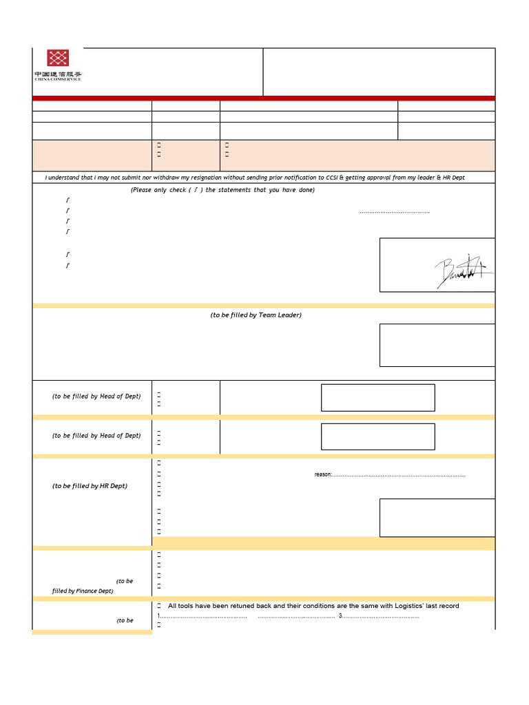 PT WKK Clearance Form Beni | PDF