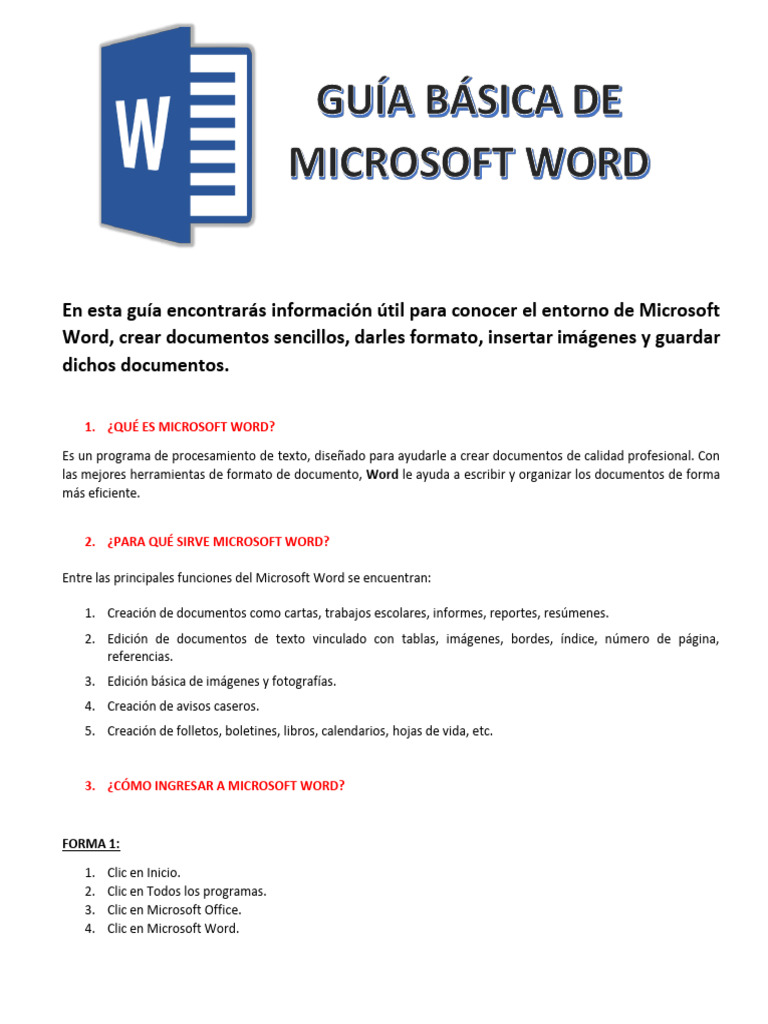 Guía Básica de Microsoft Word | PDF | Microsoft Word | Software del sistema