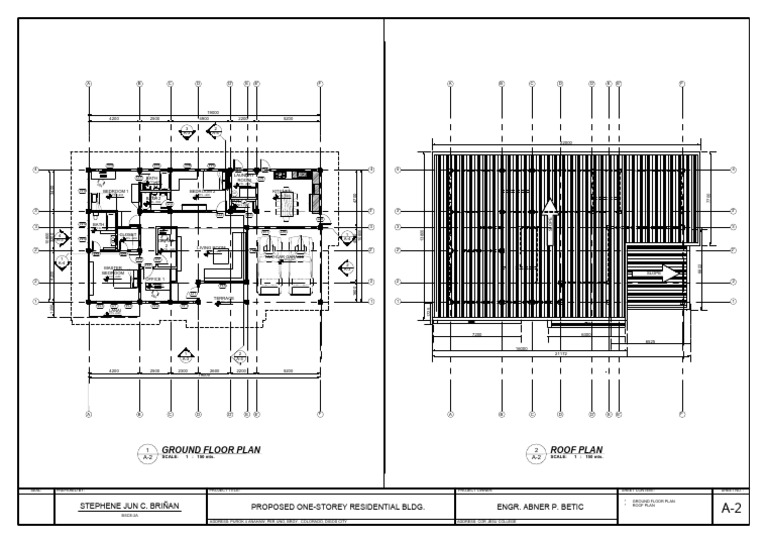 Ground Floor Plan Roof Plan: Stephene Jun C. Briñan Proposed One-Storey ...