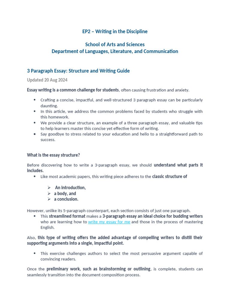 3 Paragraph Essay | PDF
