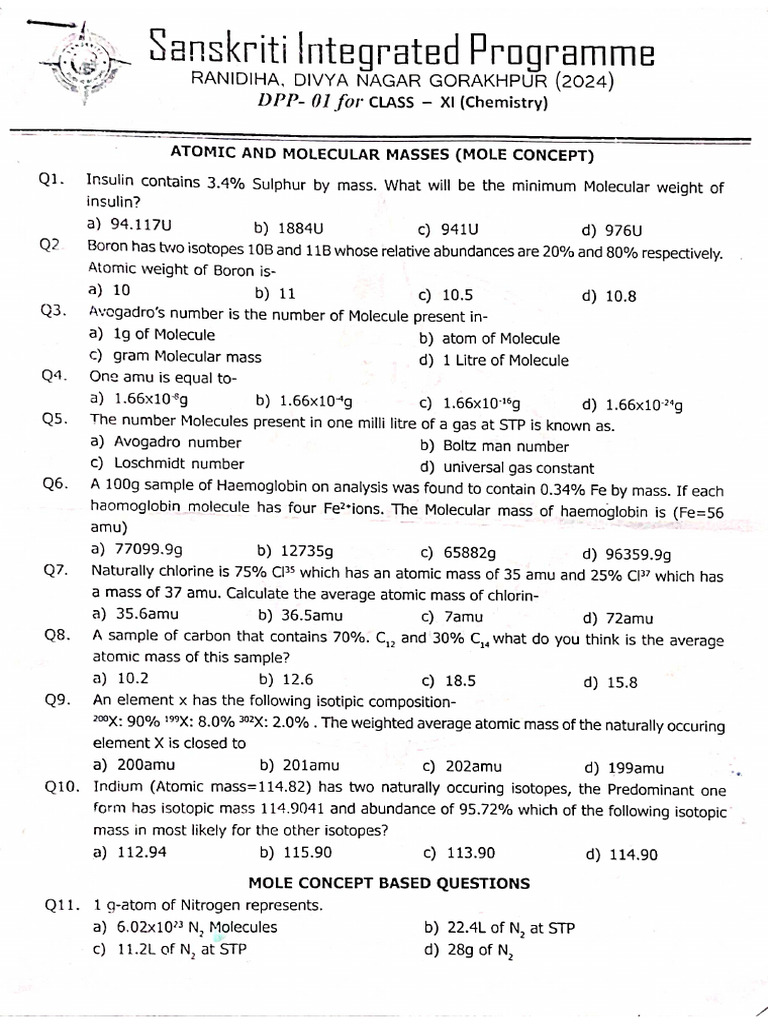 Mole Concept Question 21-Jul-2024 10-34 pm-1 | PDF