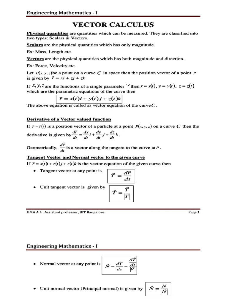 Vector Differentiation Theory Pdf