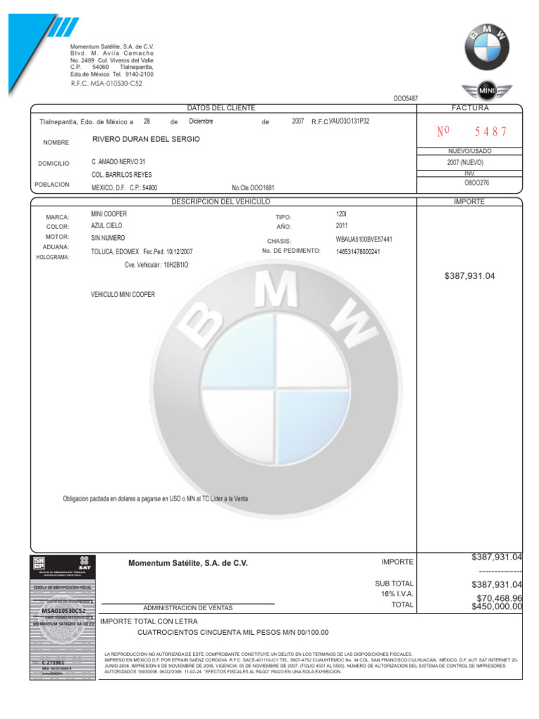Factura BMW | PDF