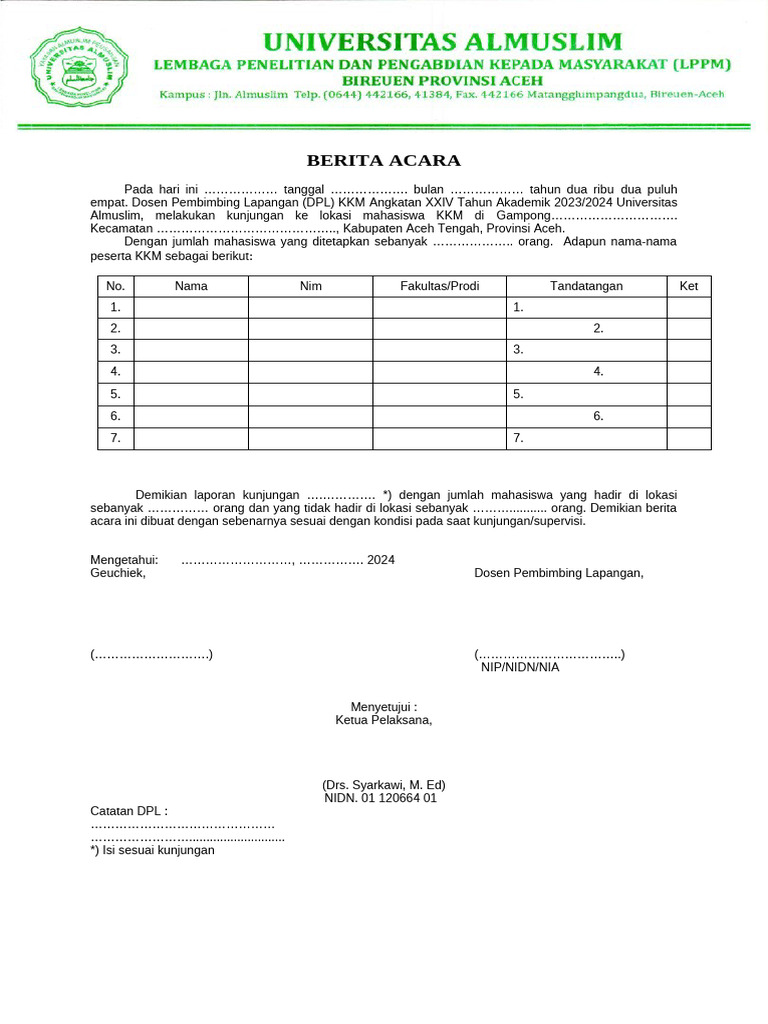 Berita Acara KKM Angkatan Xxiv 2024 | PDF