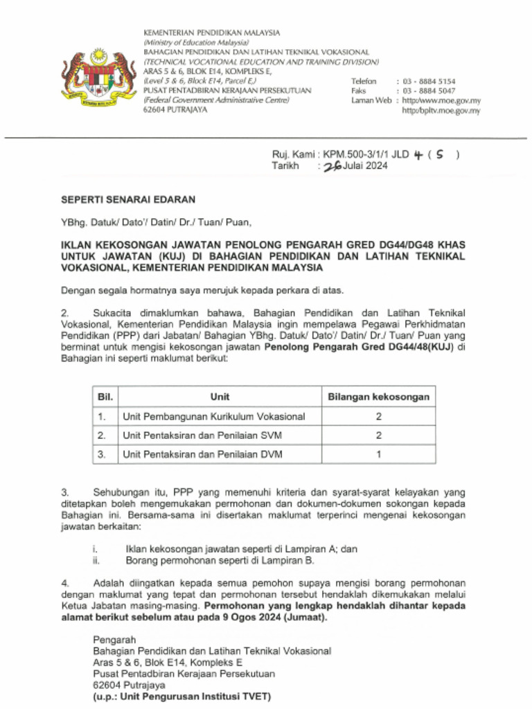 Iklan Jawatan Kosong BPLTV KPM | PDF
