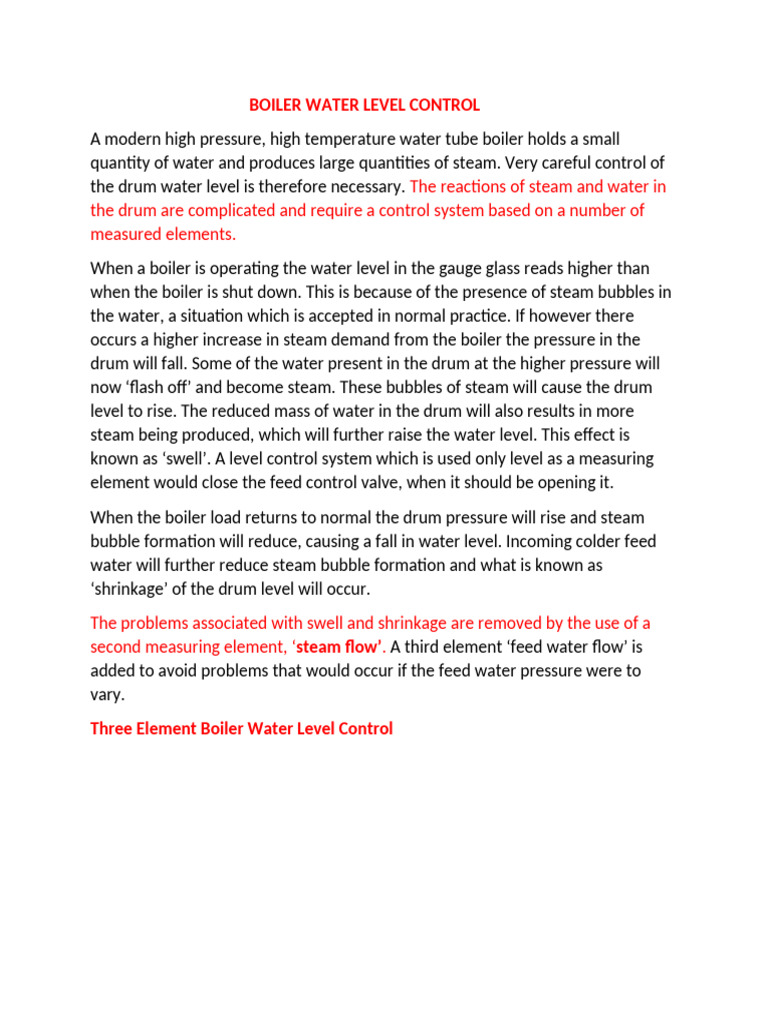 Boiler Water Level Controller | PDF