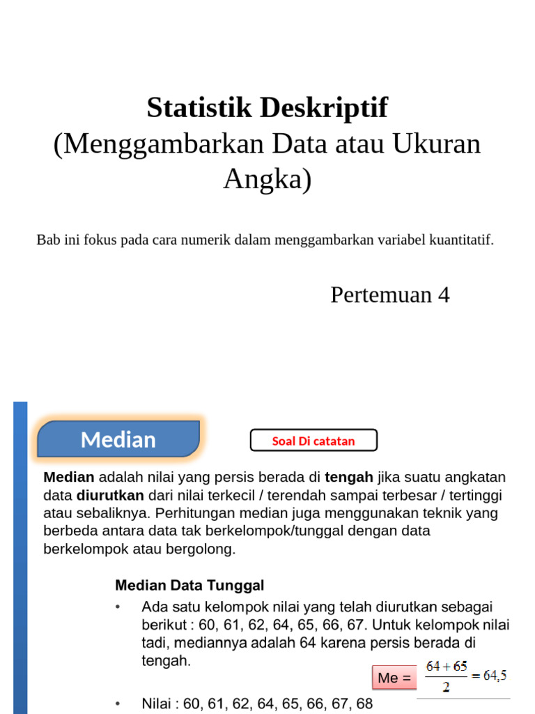 Pertemuan Ke 4 (Lanjutan) Statistik Deskriptif | PDF
