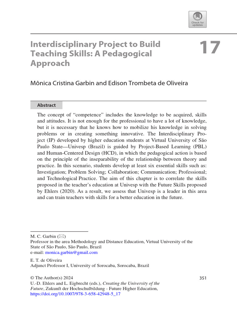 Interdisciplinary Project To Build Teaching Skills | PDF