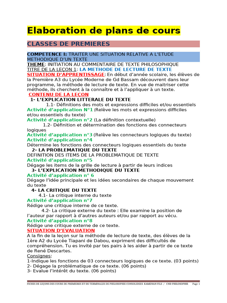 Plan de Leçoñ | PDF