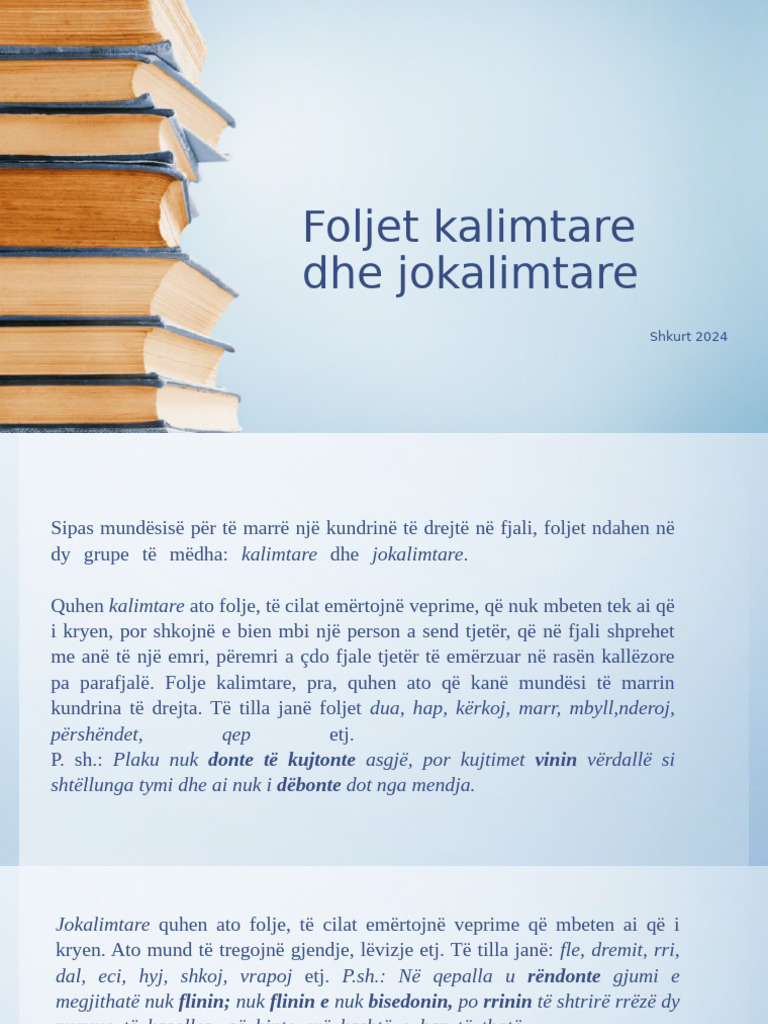 Foljet Kalimtare Dhe Jokalimtare | PDF