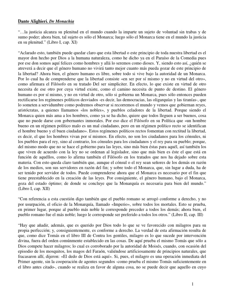 Dante Alighieri, Egidio Romano y Juan de París (Selección) | PDF