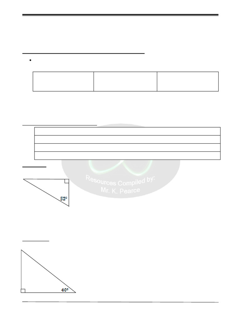 SOH CAH TOA: Unit 1: Trigonometry Sec. 1.1: Revisit The Primary Trigonometric Ratios | PDF