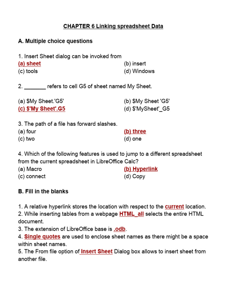 CHAPTER 6 Linking Spreadsheet Data | PDF