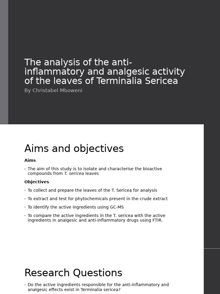 Phytochemical Analysis of Terminalia Sericea Burch Project Proposal ...