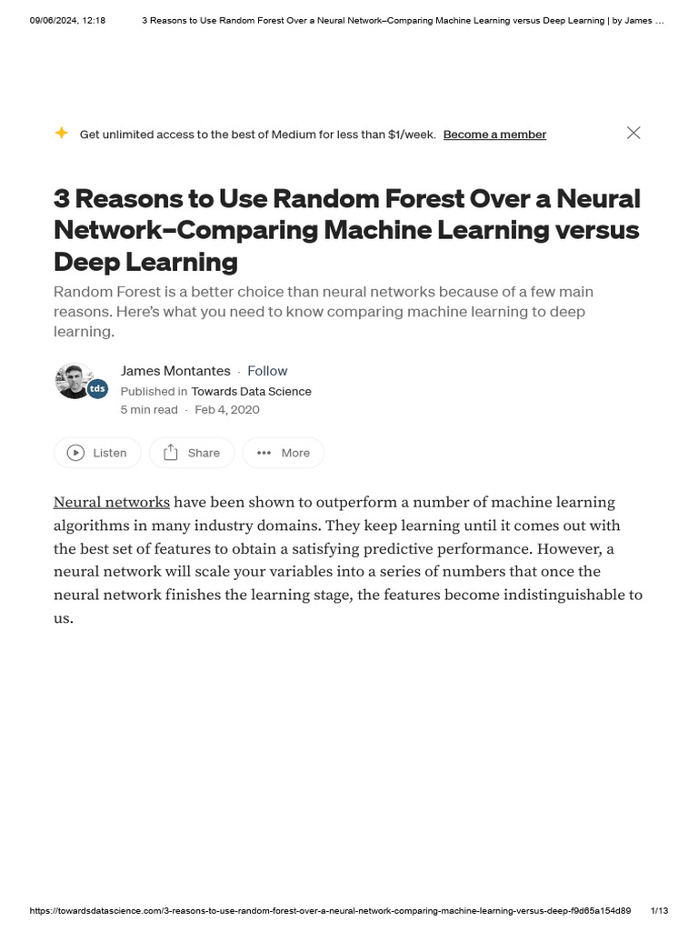 3 Reasons To Use Random Forest Over A Neural Network-Comparing Machine Learning Versus Deep ...