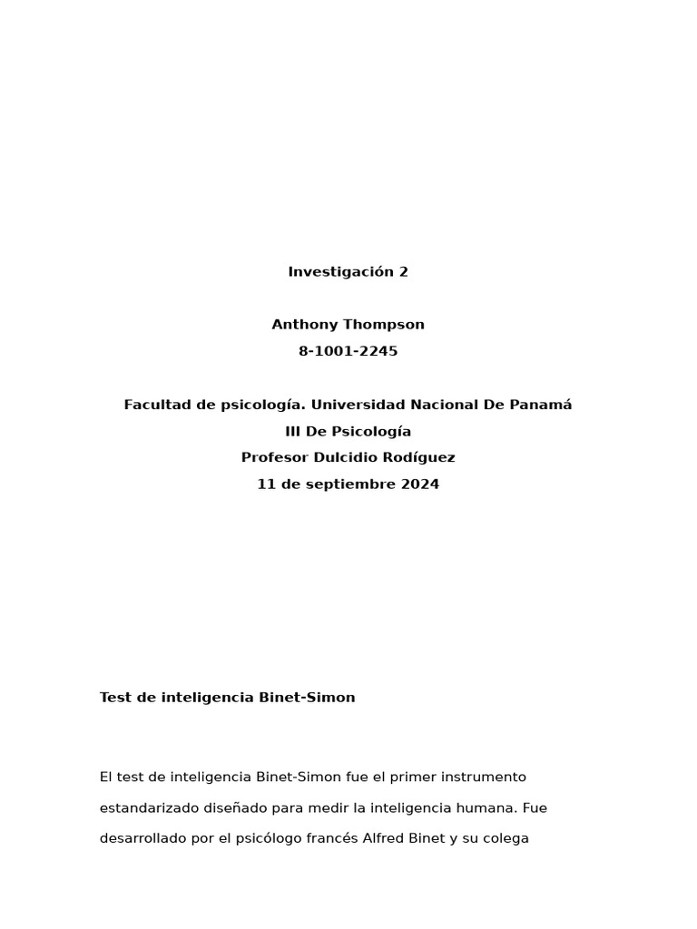 Test Simon-Binet | PDF