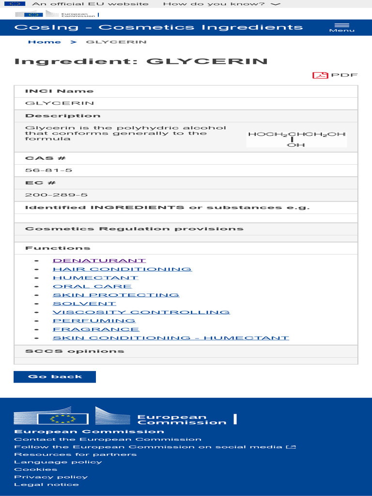 CosIng - Cosmetics - GROWTH - European Commission | PDF